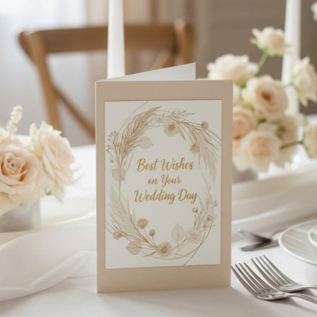 Wedding Greeting Cards Set — 7 Neutral Floral Wishes ("best Wishes on ...