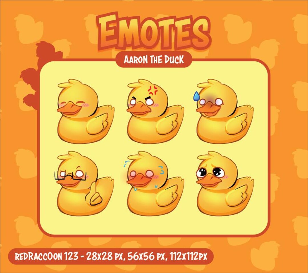 A-aron the Duck! Twitch and Discord Emote - 6 Emote Bundle, 28px 56px ...