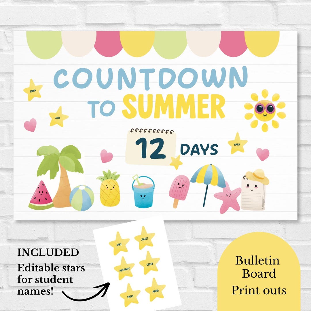 End of the Year Summer Bulletin Board Summer Countdown Printable ...