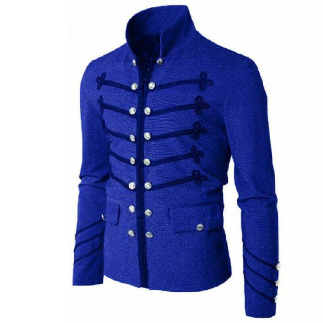 Blue Military Drummer Jacket – Wool Marching Band Costume Coat for ...