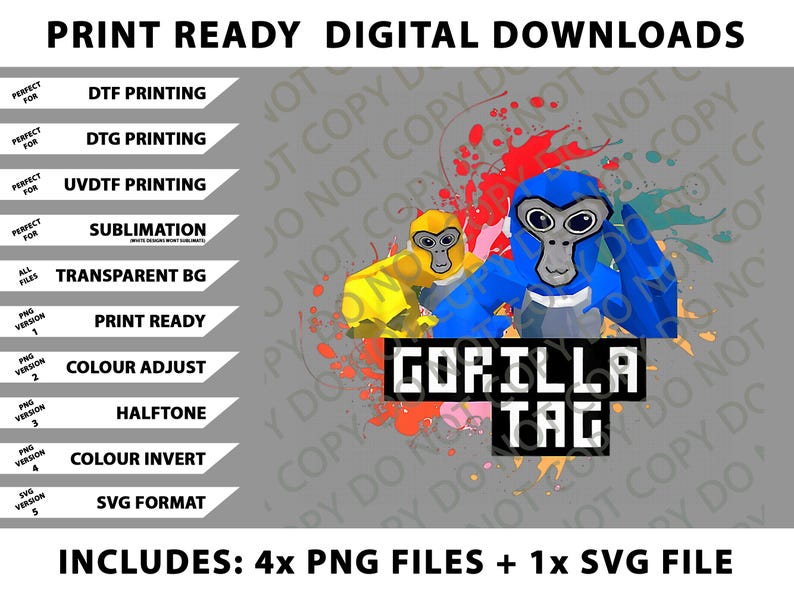 Gorilla Tag , Gorilla Tag Merch Monke Vr Game Png Bundle, SVG Files ...