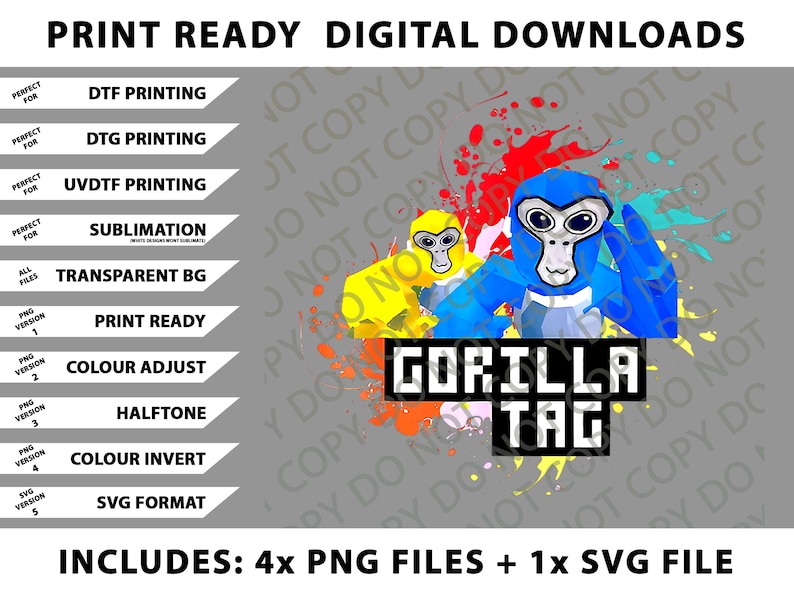 Gorilla Tag , Gorilla Tag Merch Monke Vr Game Png Bundle, SVG Files ...