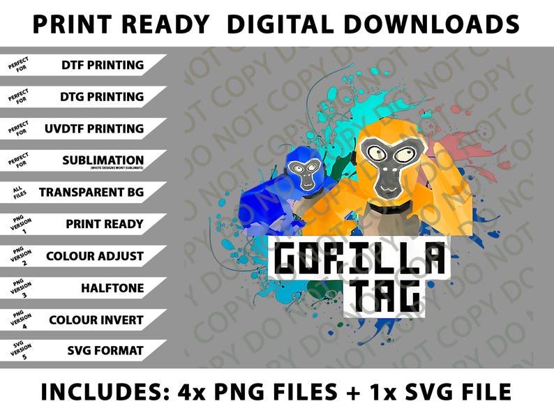 Gorilla Tag , Gorilla Tag Merch Monke Vr Game Png Bundle, SVG Files ...