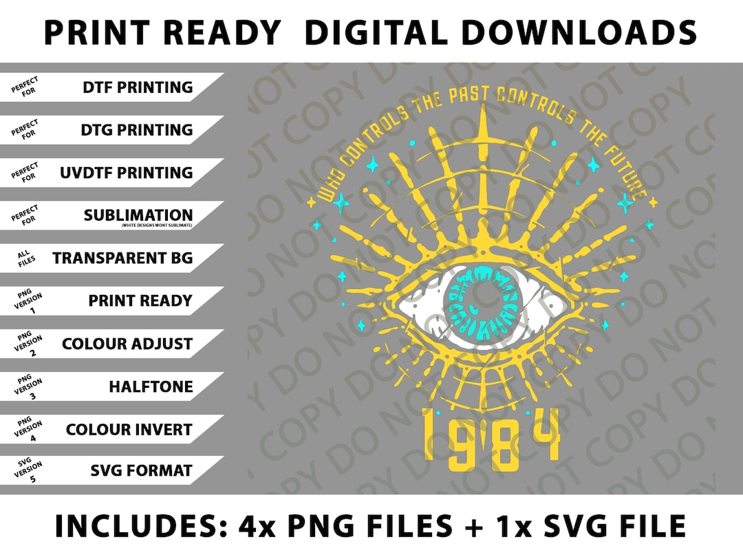 1984 George Orwell Control the Future Png Bundle, SVG Files, Digital ...