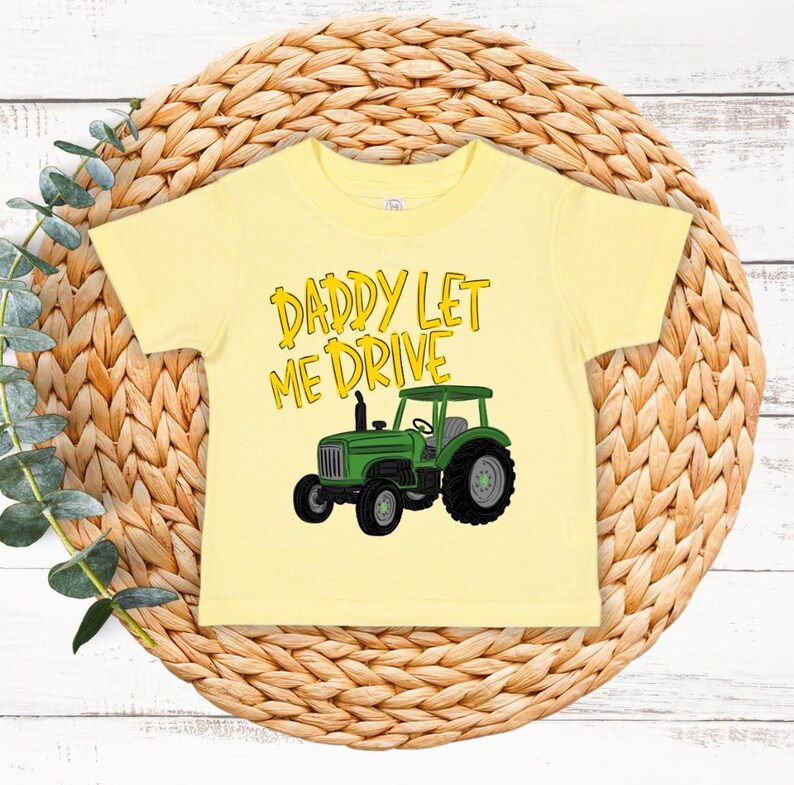 Boy Tractor - Kids Graphic - Yellow Font - Drive - Direct to Film ...
