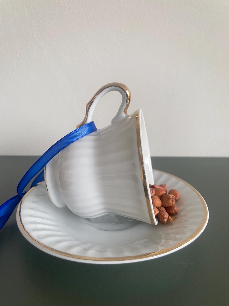 Upcycled Vintage Teacup Bird Feeder | Fluted Gold - Etsy