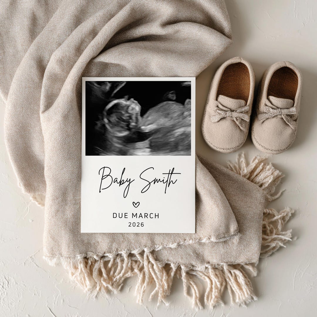 Editable Polaroid Pregnancy Announcement Template | Ultrasound Baby ...