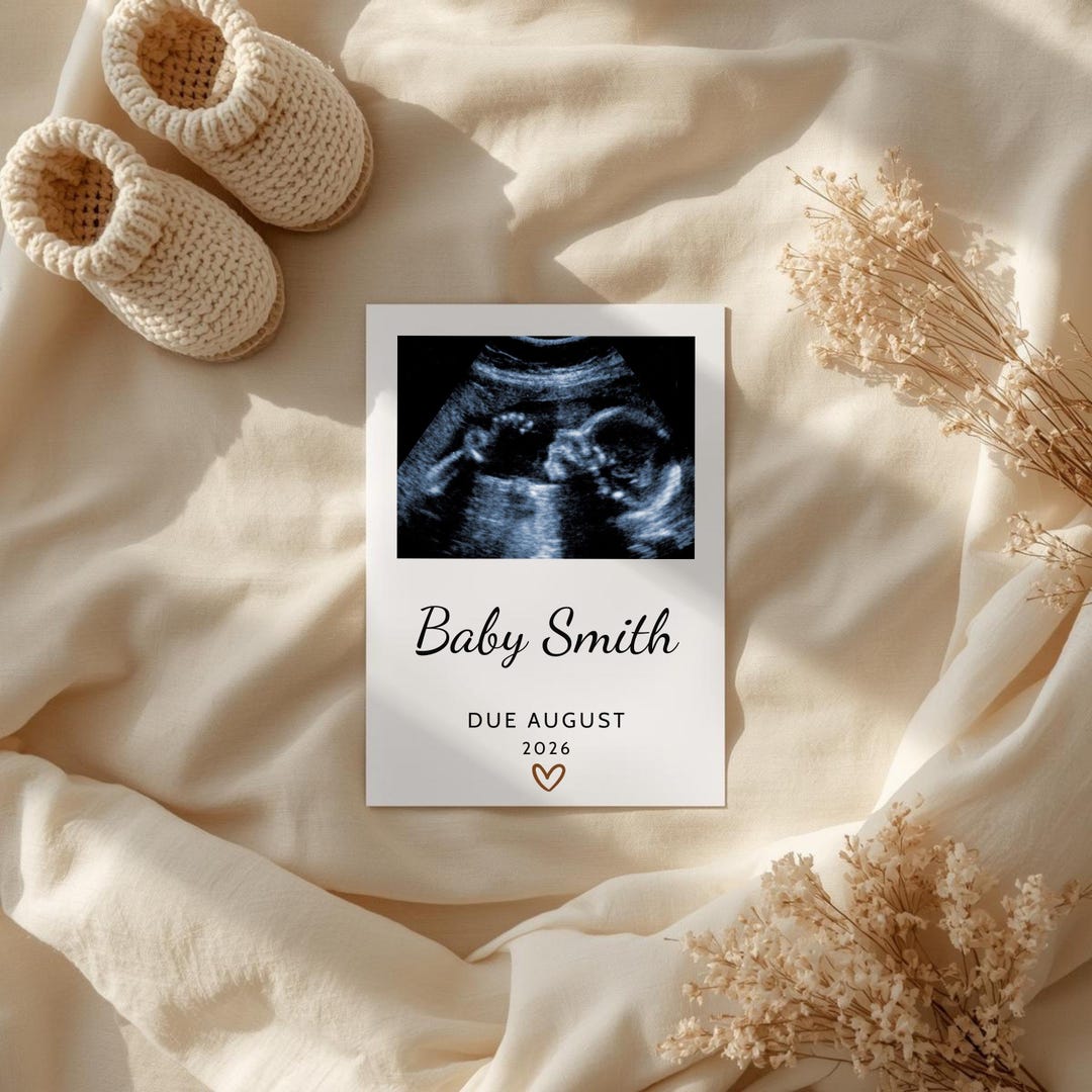 Editable Polaroid Baby Announcement Template, Ultrasound Reveal ...