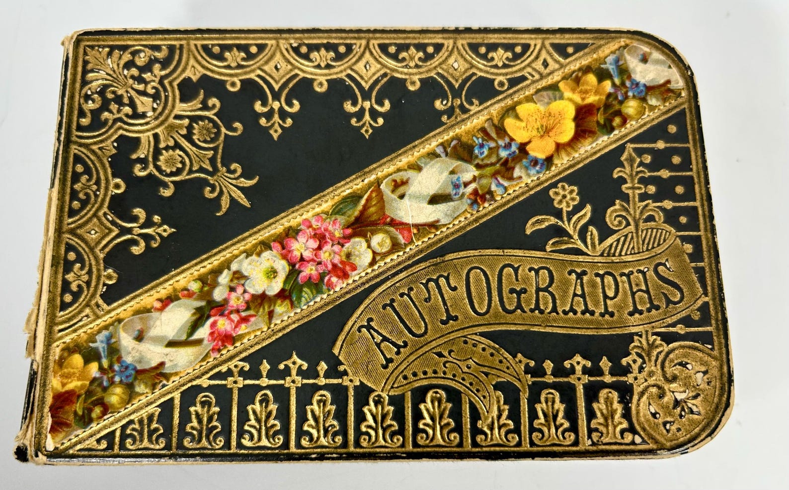 Antique 19th Century Victorian Leather Autograph Book With Collectible ...