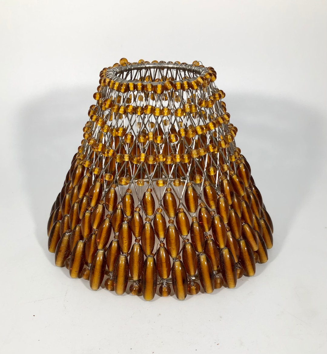 Vintage Gold Amber Glass Beaded Lamp Shade - 1960's - Etsy