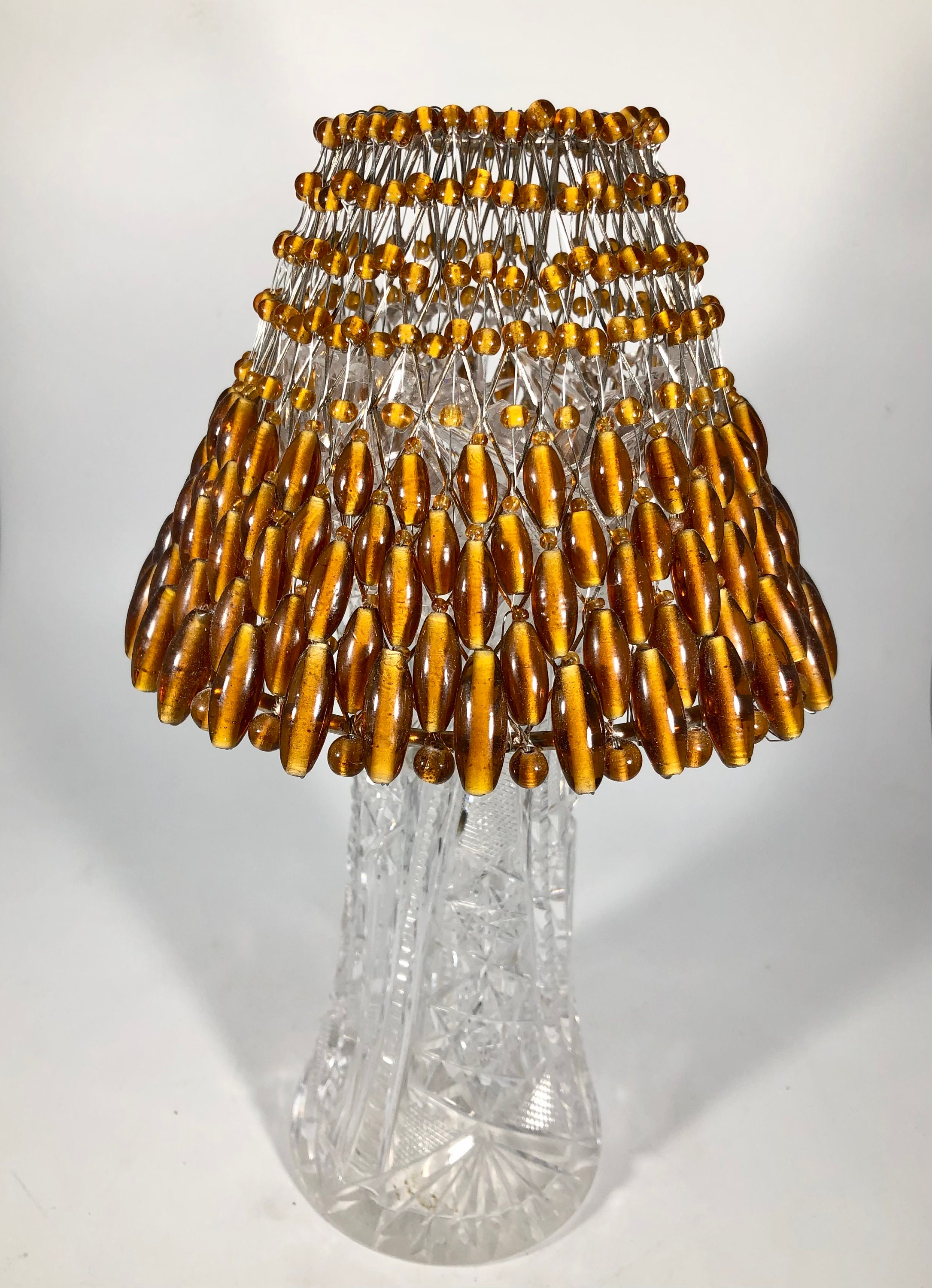 Vintage Gold Amber Glass Beaded Lamp Shade - 1960's - Etsy