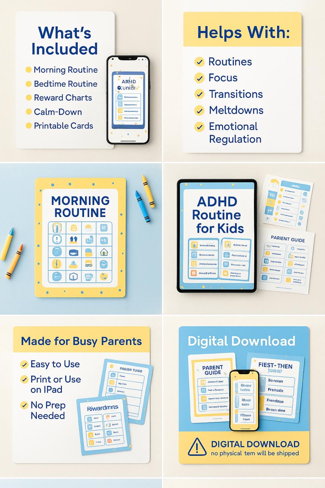 ADHD Daily Success Toolkit for Kids | Printable Routines, Behavior ...