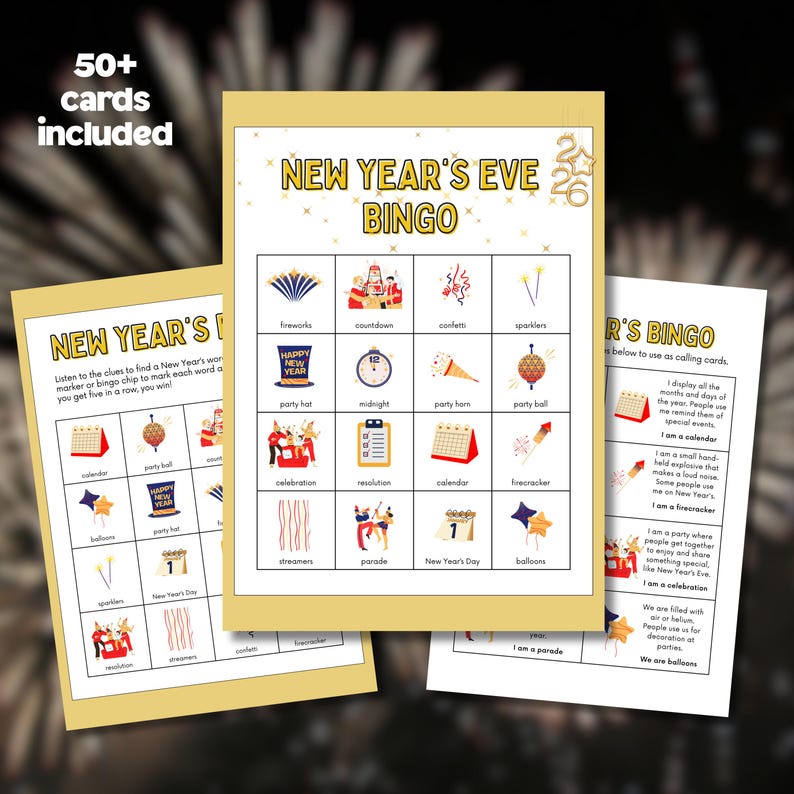 New Year's Eve Bingo Game, 30 Printable Cards (digital Download) - Etsy