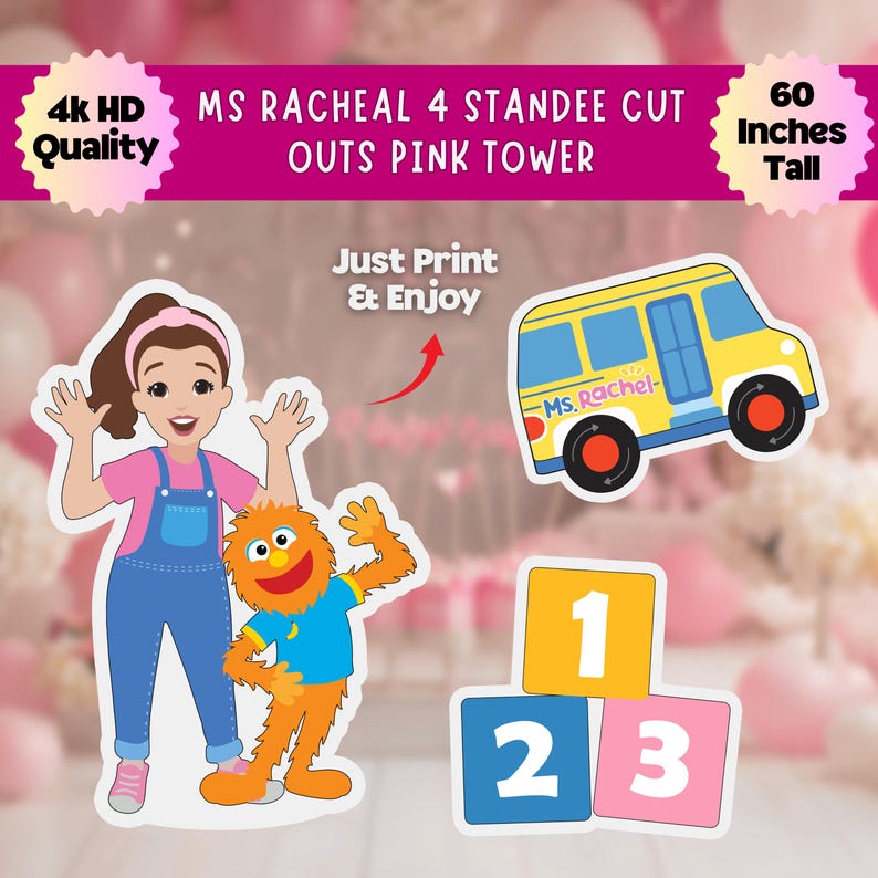 Ms Rachel Birthday Party Standees, DIY Decorations (digital Download ...