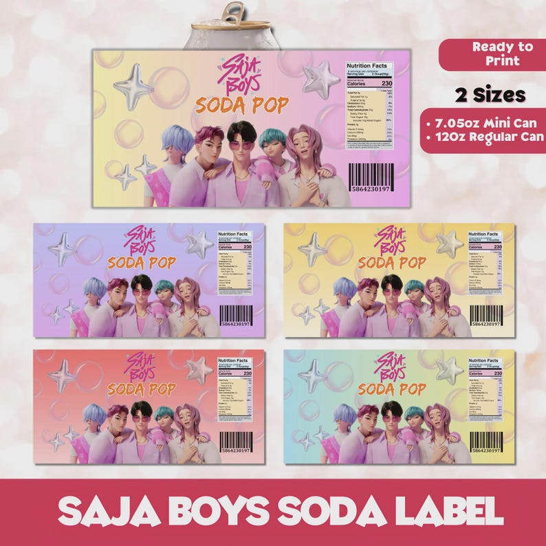 Kpop Demon Hunters Saja Boys Soda Pop Label, Soda Can Label, Saja Boys ...