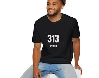 Detroit Skyline Shirt Michigan 313 Area Code Vintage Retro Pride Gift T ...