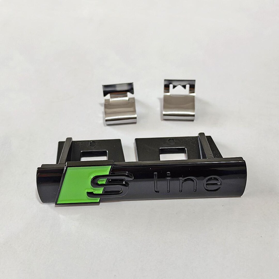 Gloss Green & Black S-LINE Grille Emblem 7.3cm for Audi Front Grill ...