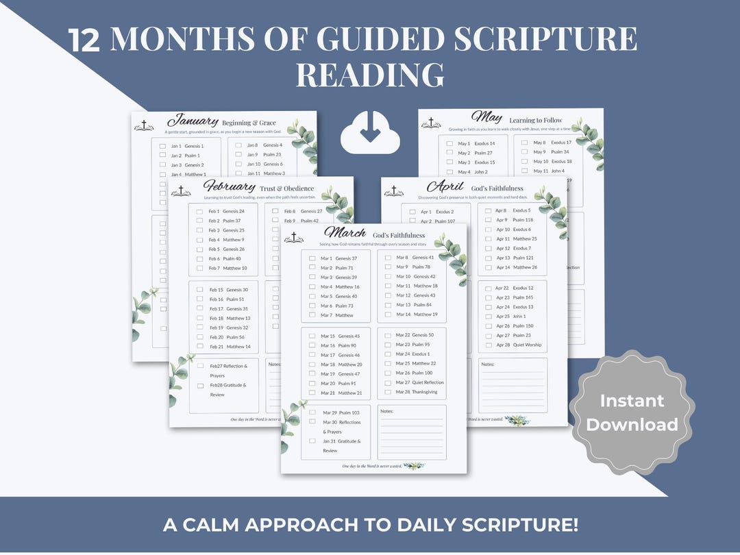 Monthly Bible Reading Plan for Men | 12 Month Scripture Reading Guide ...