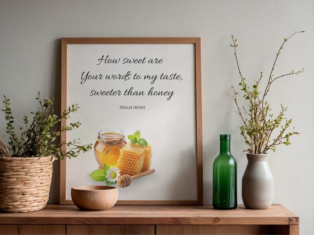 Psalm 119:103 Scripture Print | Christian Kitchen Wall Art (digital ...