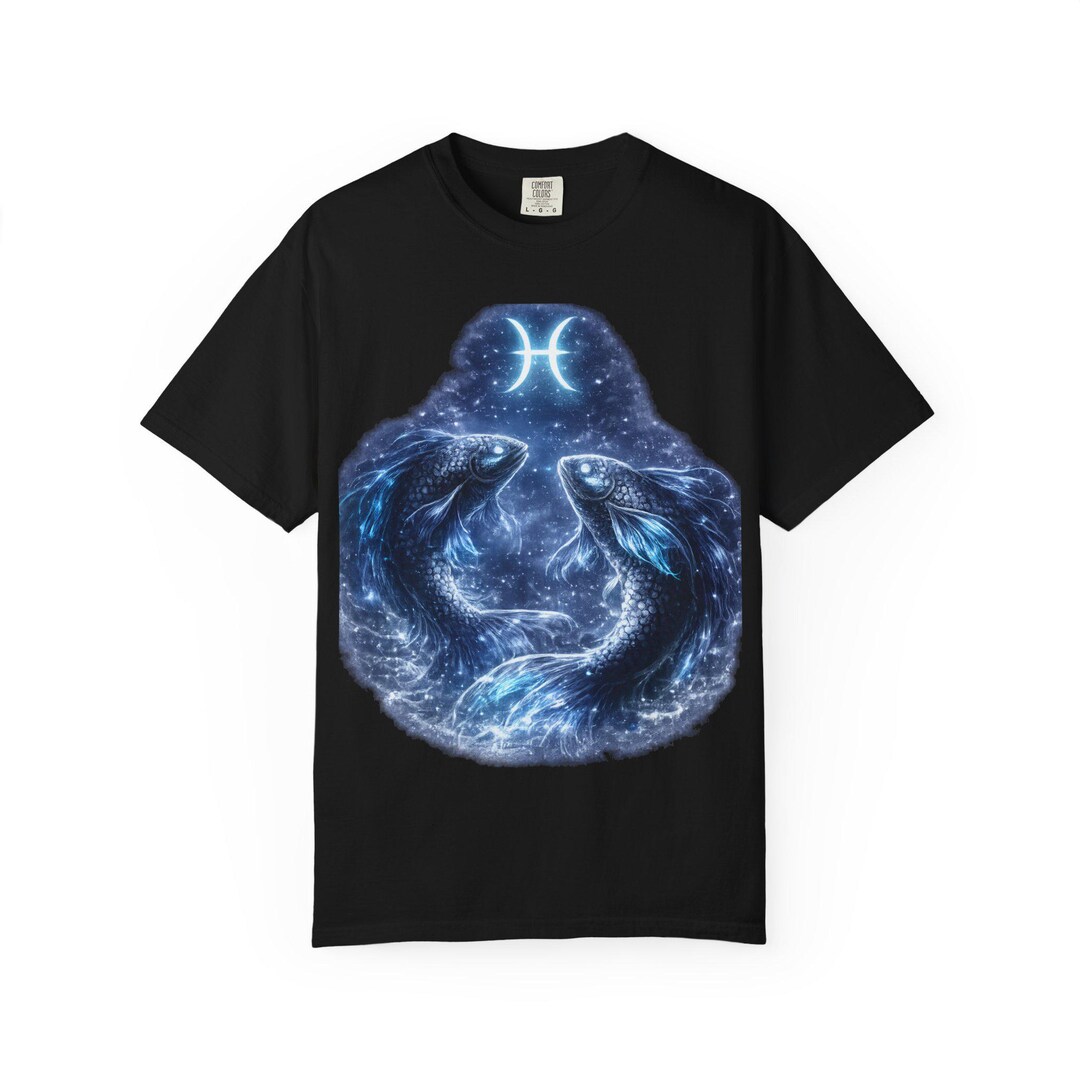 Pisces Two Fish Cosmic Illustration T-shirt | Astrological Zodiac Tee ...