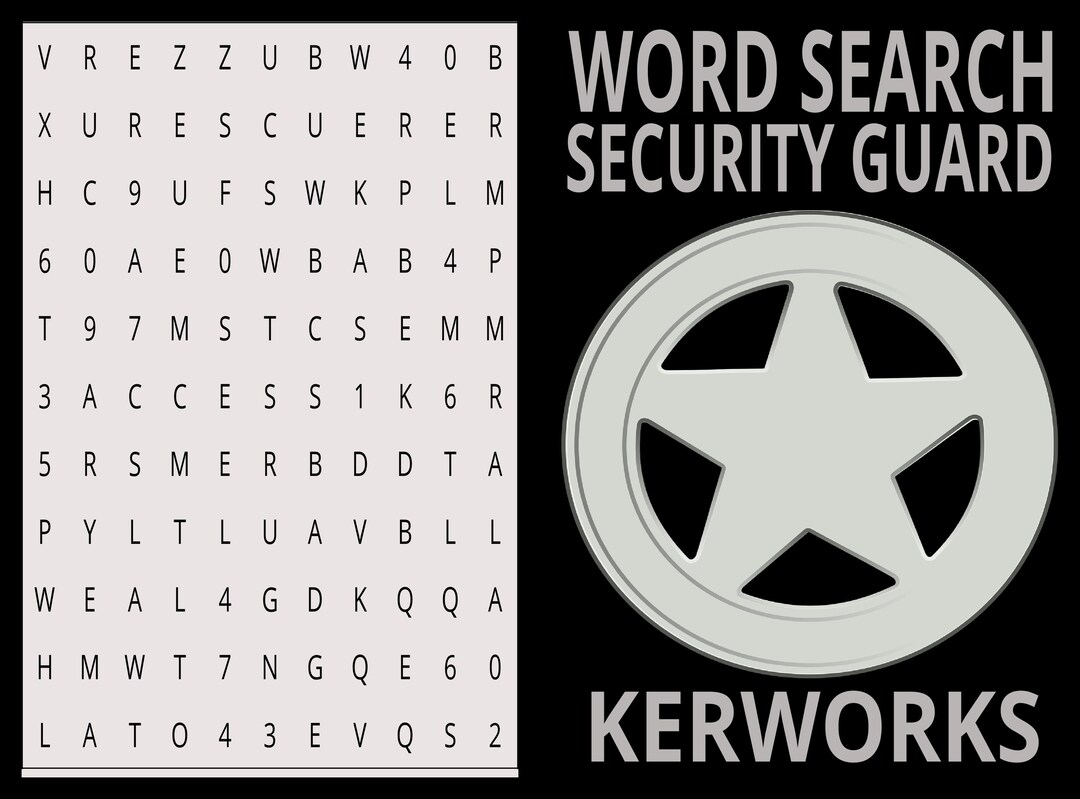 Security Guard Word Search Printable Puzzle Book | Printable PDF ...