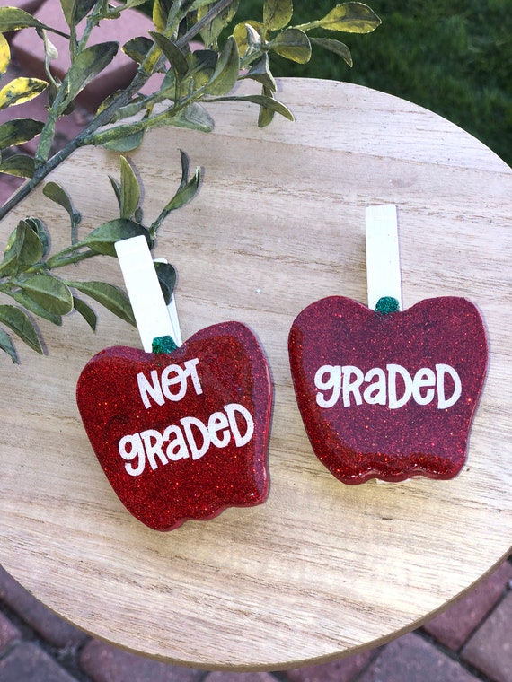 Apple Grade Markers for Teachers. Desk Organization. Red - Etsy