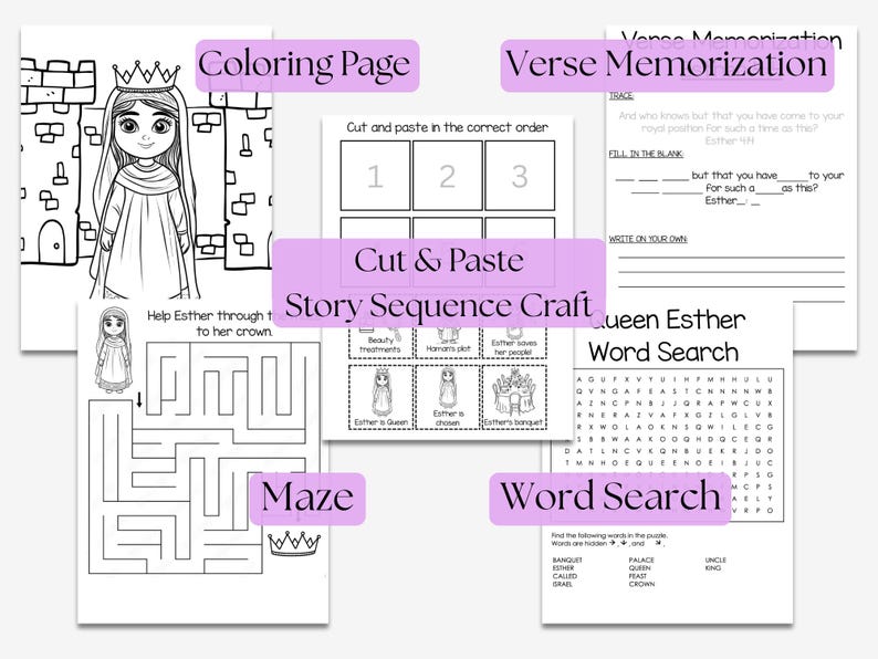 Queen Esther Bible Activity Packet – Courage and Trust in God-sunday ...
