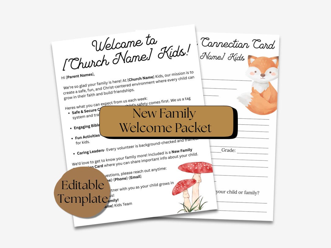 Kids Ministry Welcome Letter & Connect Card | Woodland Theme | New ...