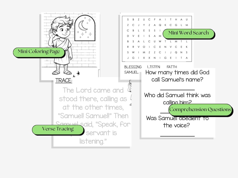 Samuel Hears God’s Voice One-page Bible Worksheet | Kids Church ...