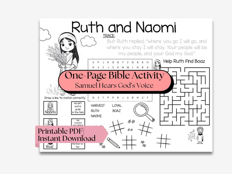 Ruth and Naomi One-page Bible Activity for Kids - Etsy