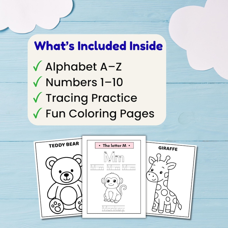 Preschool Tracing & Coloring Bundle | 100+ Pages | Alphabet, Numbers ...