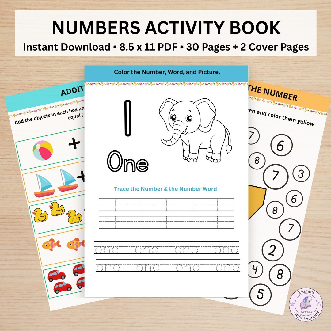 Numbers Activity Book for Kids (1–10) - Etsy