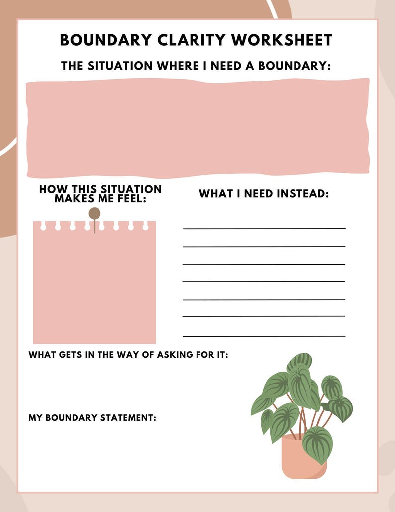 Boundary Clarity Worksheet - Etsy