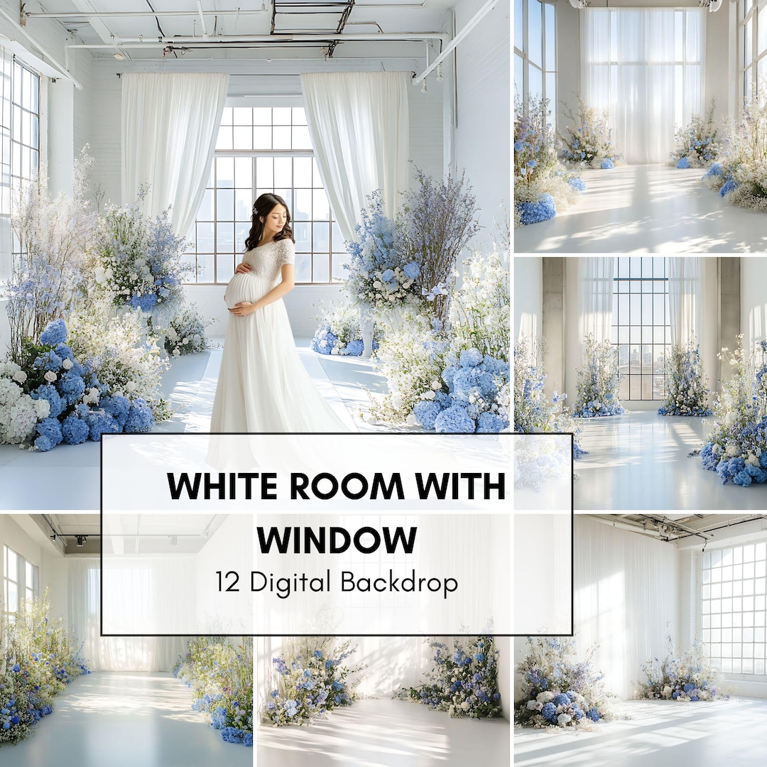 White Room Window Backdrop Bundle | Minimal Studio Interior Background ...