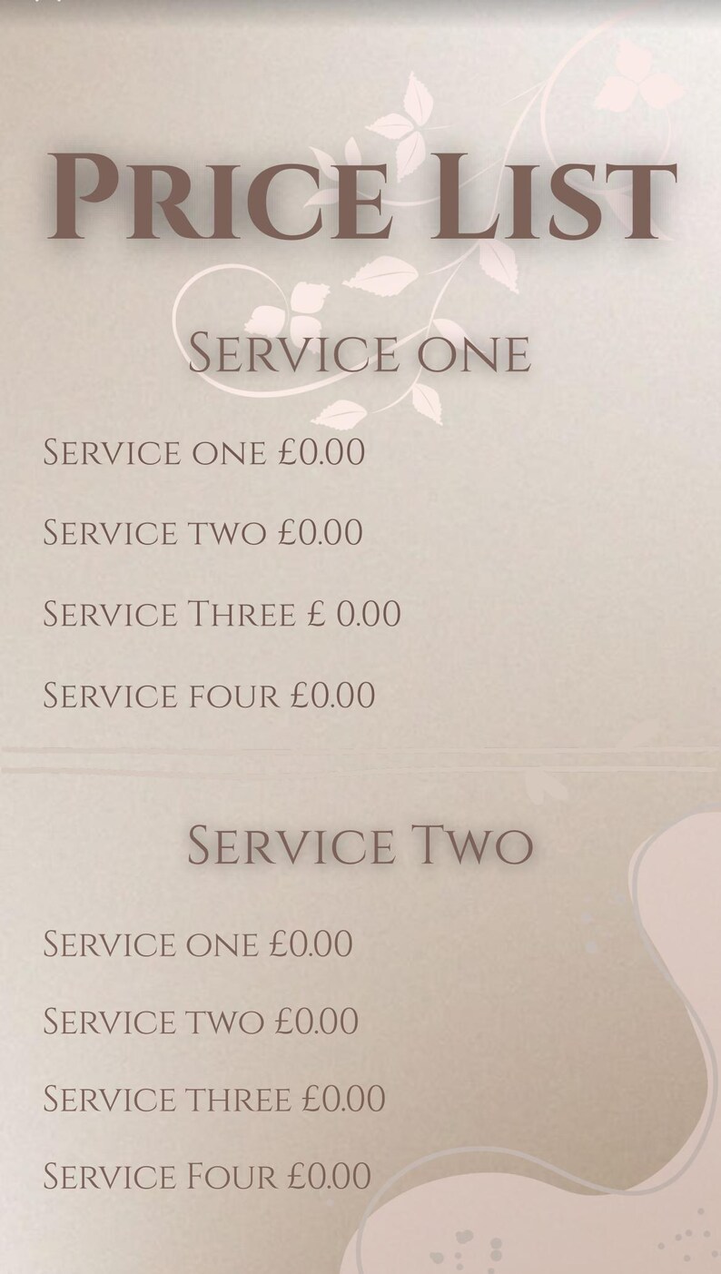 Social Media Price List Template - Vanityvaults - Etsy