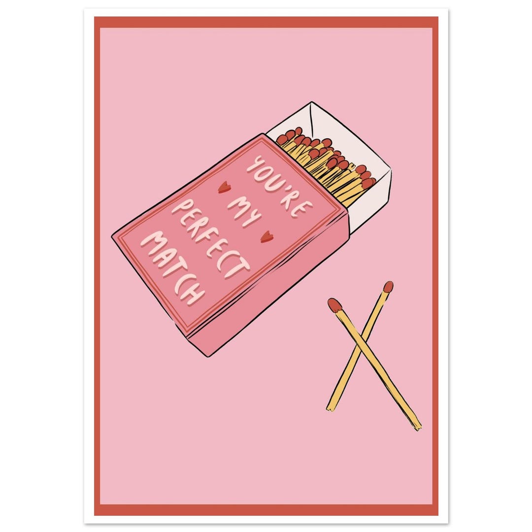 You're My Perfect Match Love Poster Couples Pink Wall Art Sweet Girly ...