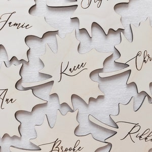 Maple Leaf Name Place Card / Tag - Laser Engraved and Cut Wood - Fall ...