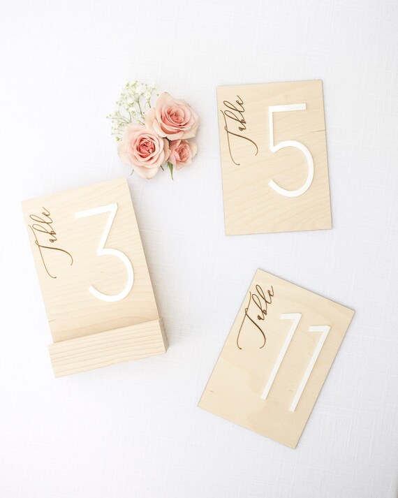 Wood Table Numbers Wood and Acrylic Table Numbers Wooden | Etsy