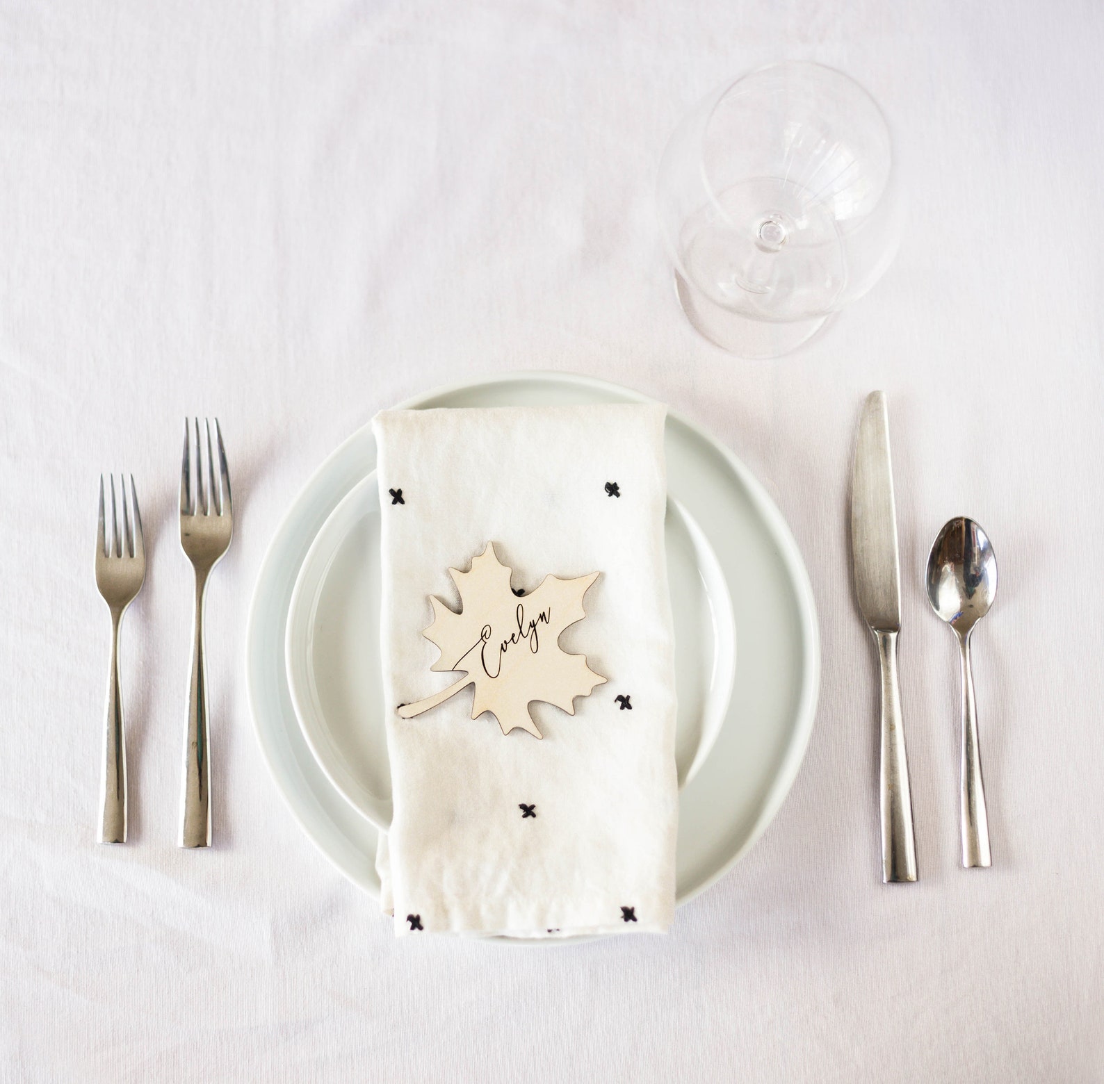 Maple Leaf Name Place Card / Tag Laser Engraved and Cut Wood - Etsy