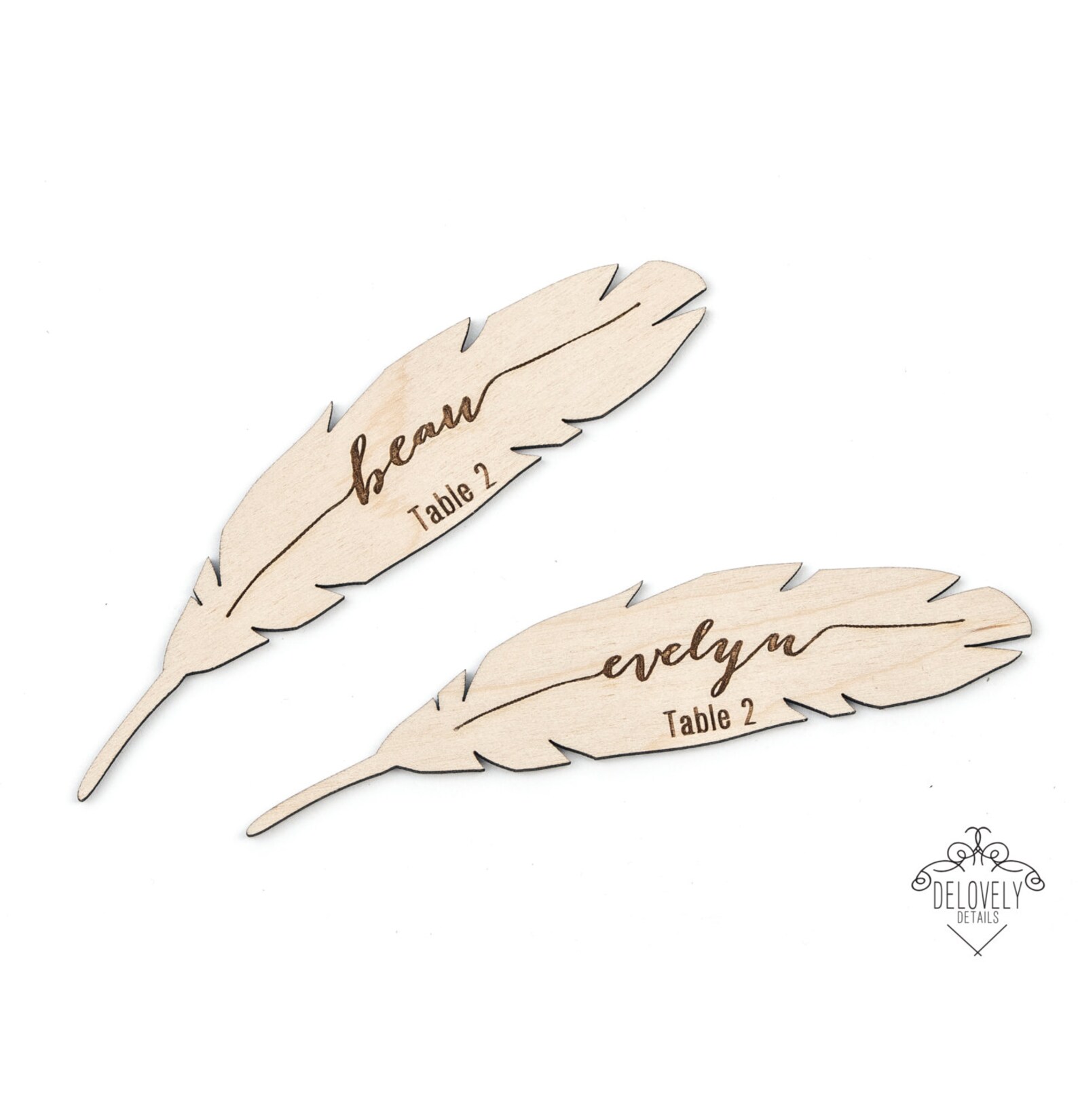 Boho Feather Name Place Card / Tag Laser Engraved and Cut - Etsy