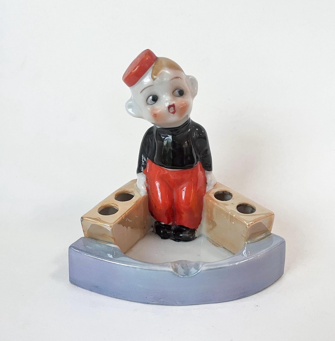 Cute Bellhop Bellboy Boy Figure Figurine Cigarette Pen Holder Ashtray ...