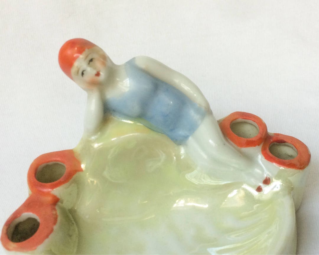 Flapper Bathing Beauty Ashtray Lady Figurine Luster Shell - Etsy