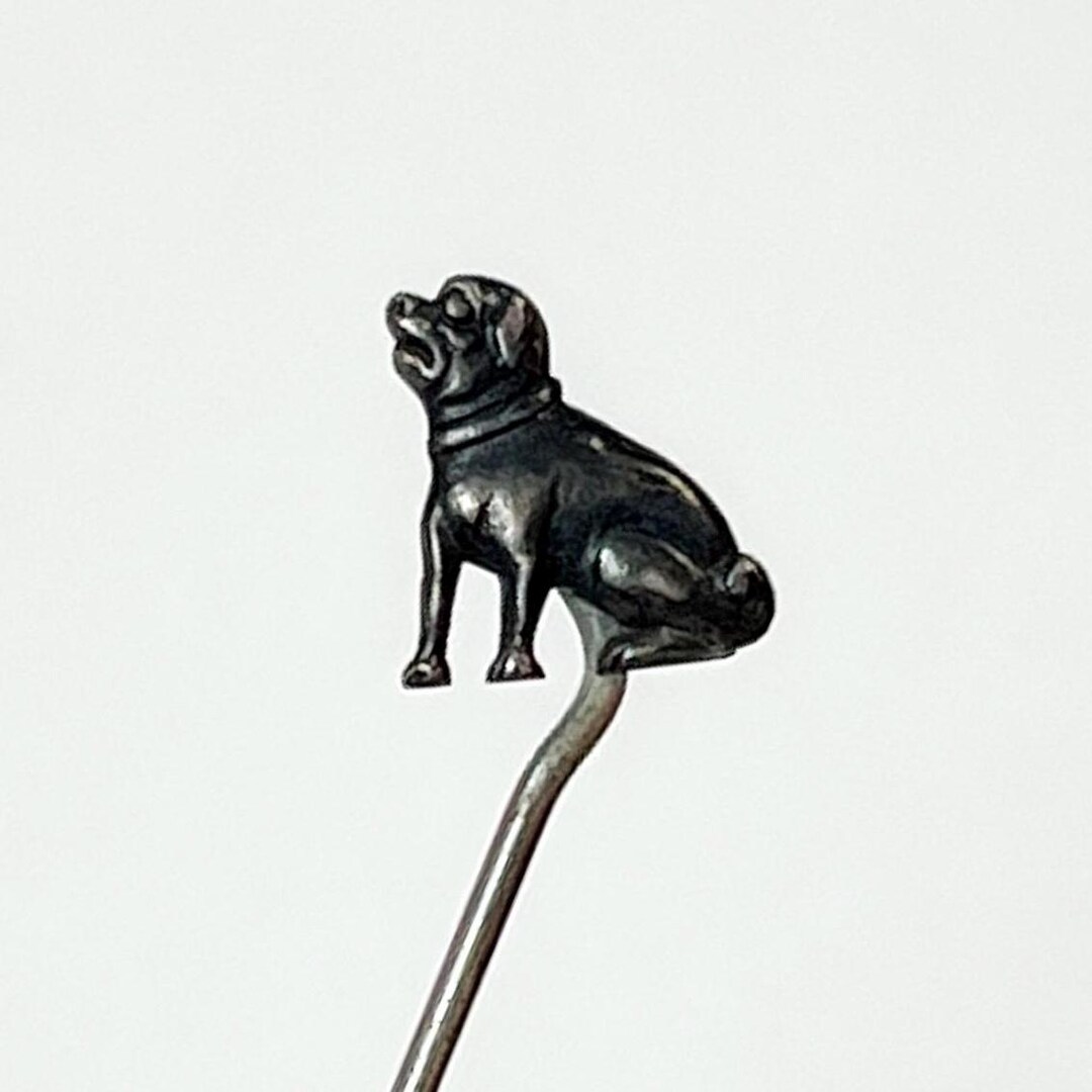English Bulldog Stickpin Bull Dog Black Silver Brooch Tie Lapel Stick ...