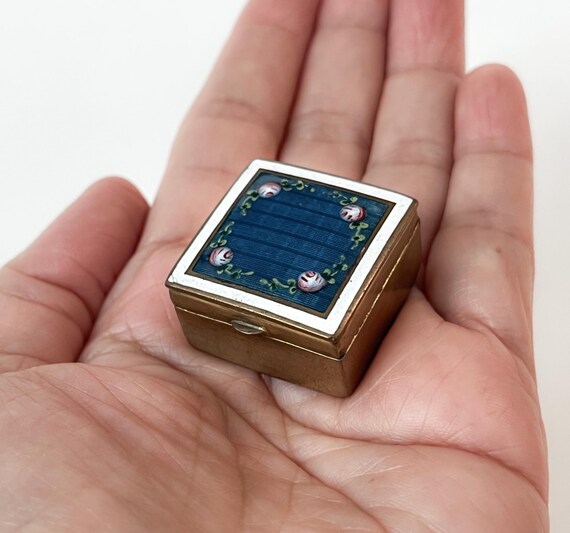 Pink English Rose Box Small Square Case Guilloche Ena… - Gem