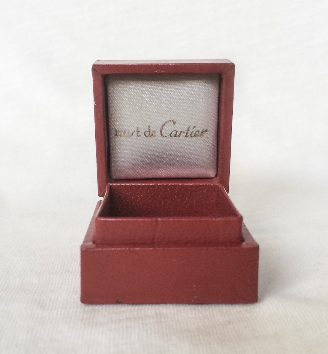 Small CARTIER Red Box Black Velvet Leather Jewelry Ring Wedding Band ...