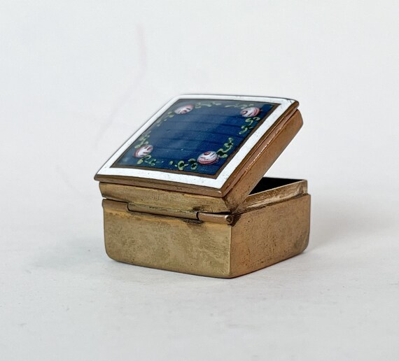 Pink English Rose Box Small Square Case Guilloche Ena… - Gem