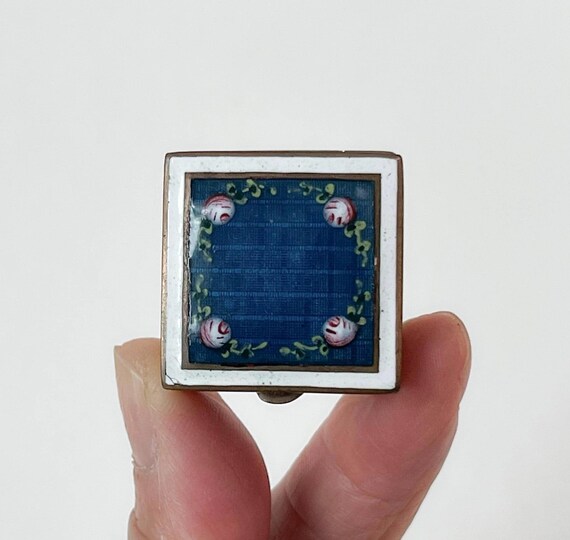 Pink English Rose Box Small Square Case Guilloche Ena… - Gem