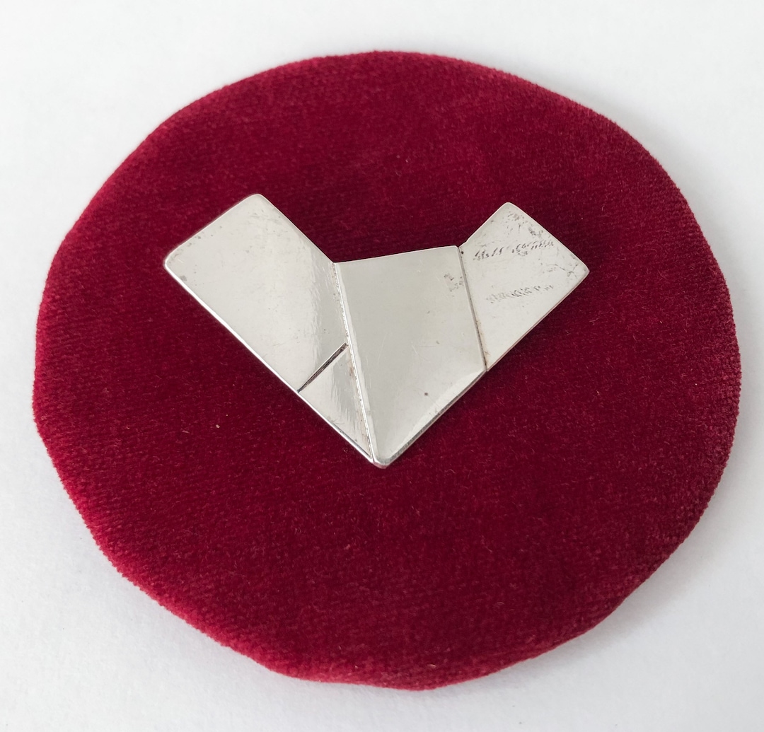 Origami Art Pin Sterling Silver Japanese Design Paper Design Brooch ...