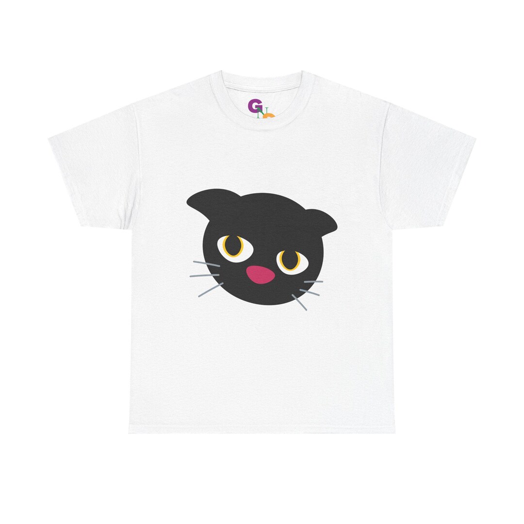 Mellow Kitty Face T-shirt | Cute Cartoon Cat W/ Paw Prints - Etsy