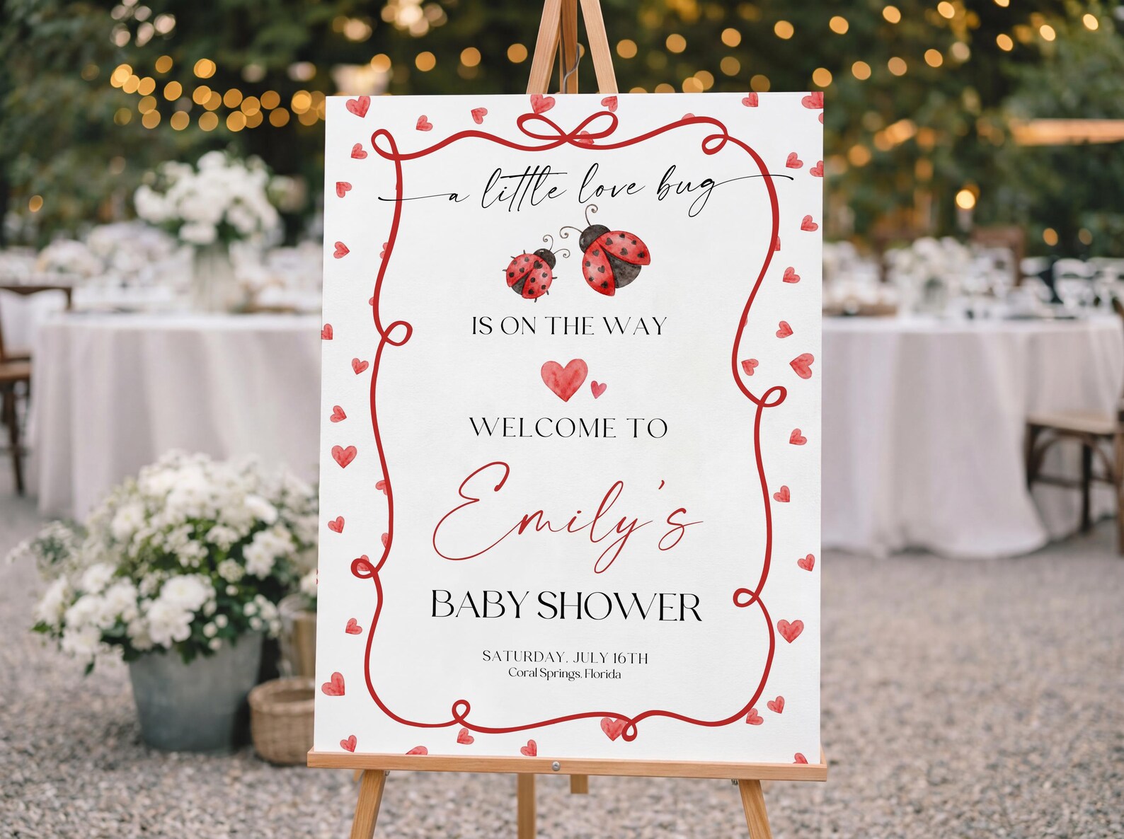 Welcome Sign Template: Love Bug Baby Shower, Red Ladybug Theme ...